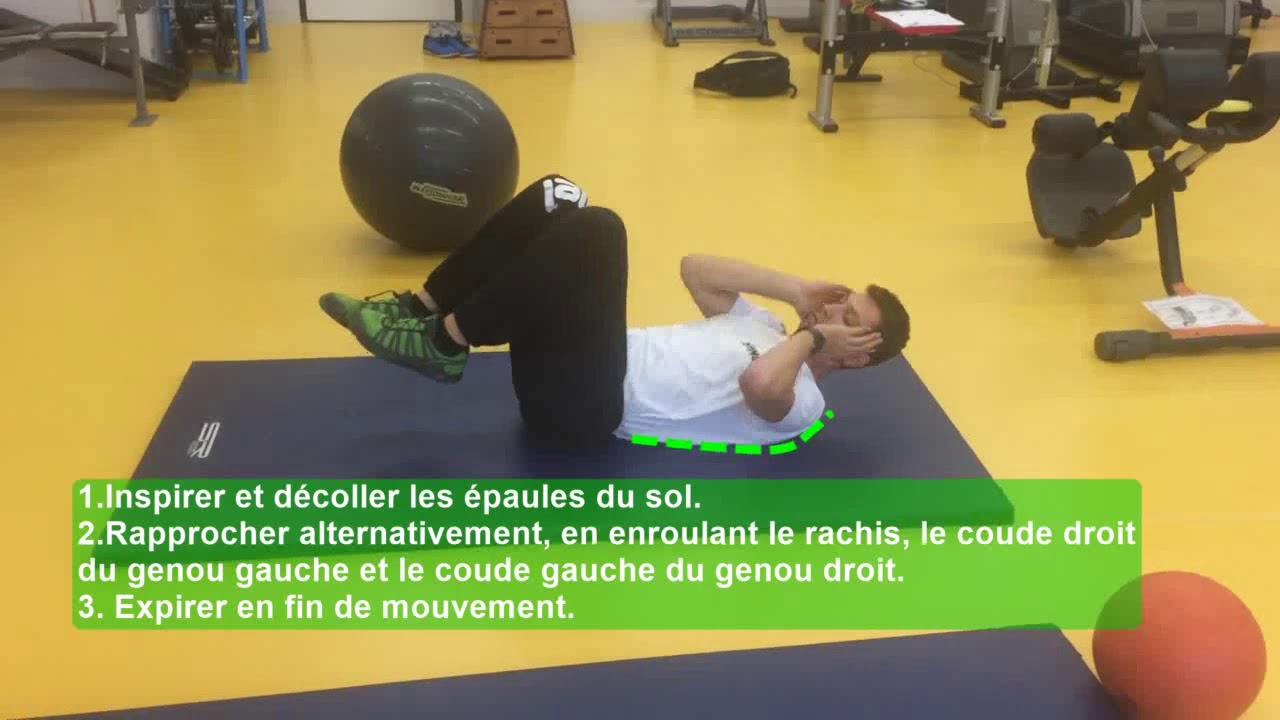 Abdominaux : Crunch oblique - YouTube