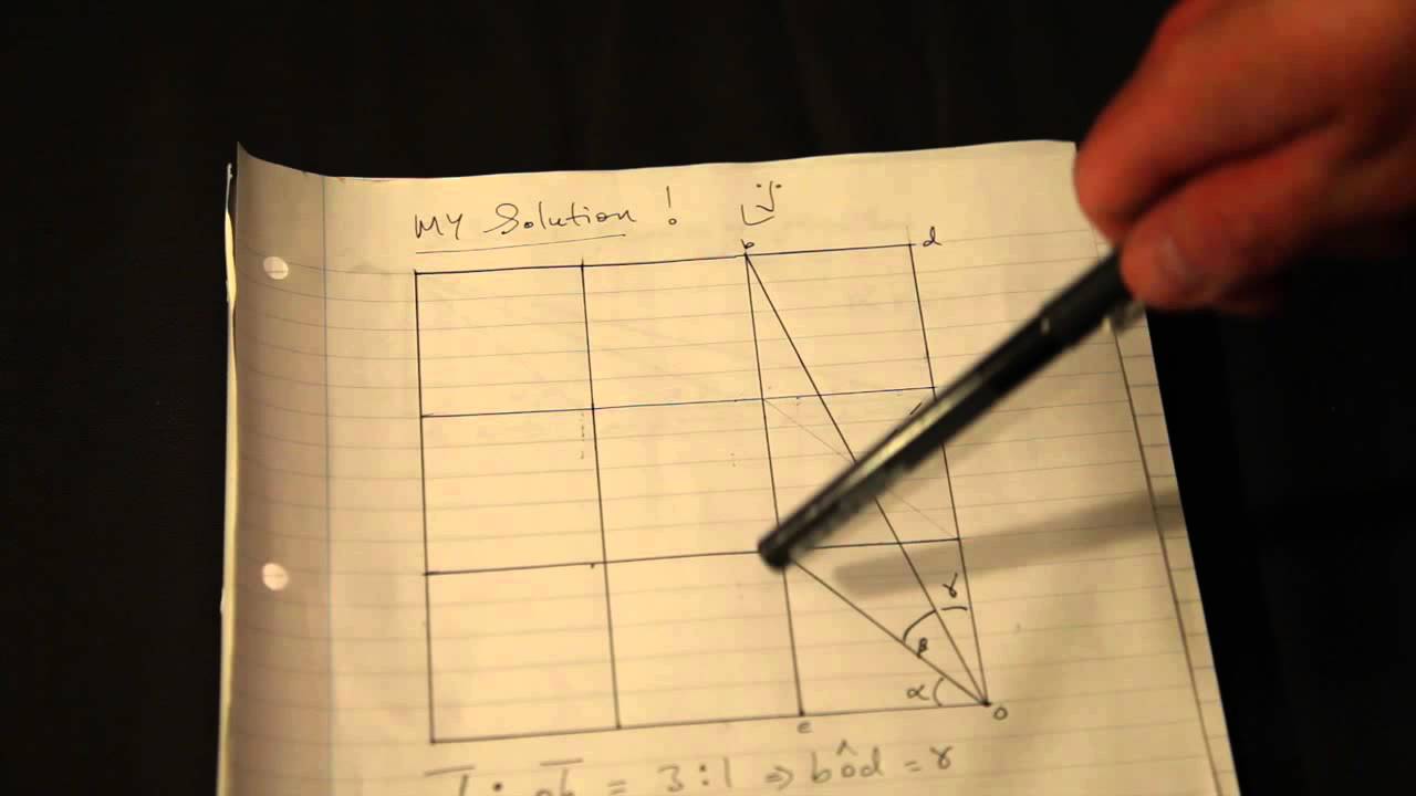 3 square geometry problem and my solution - YouTube