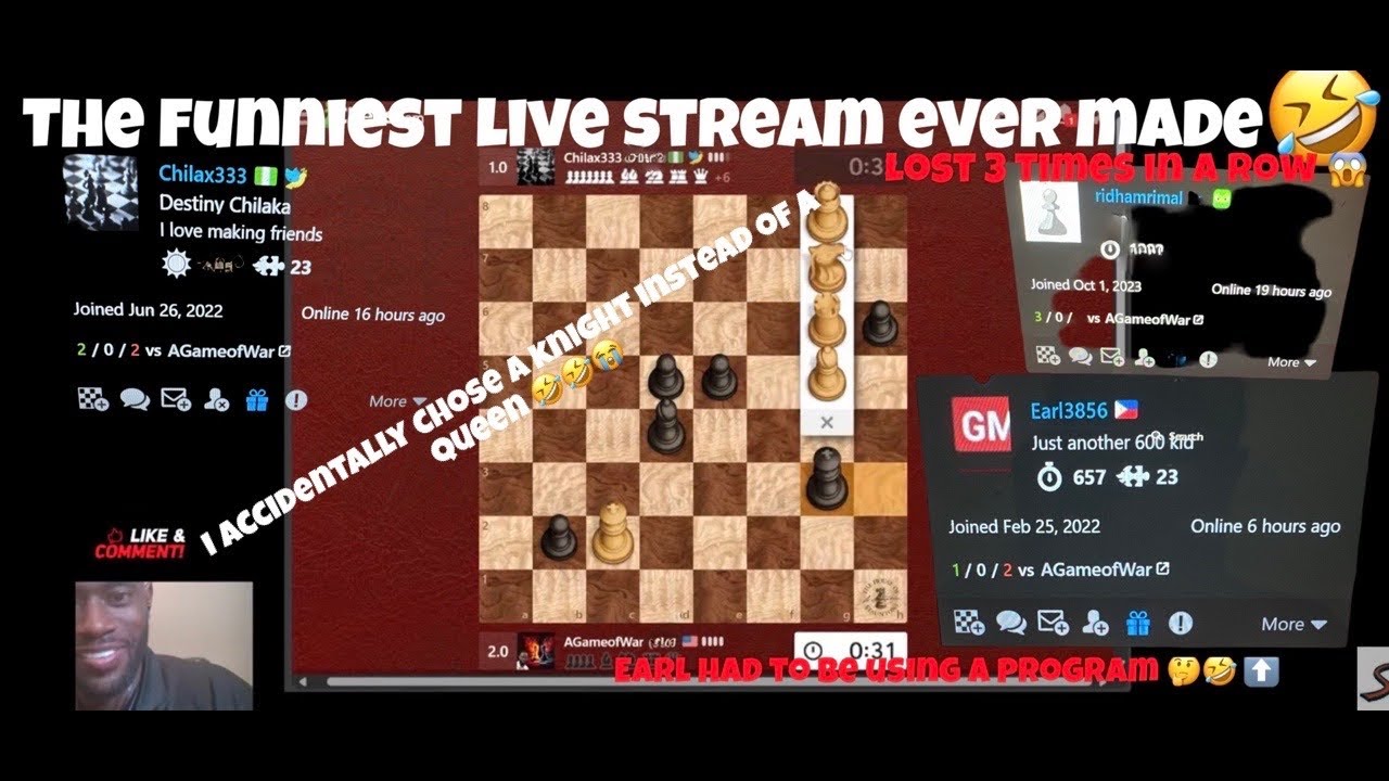 Live Chess gameson chess.com: The funniest live stream I ever made # ...