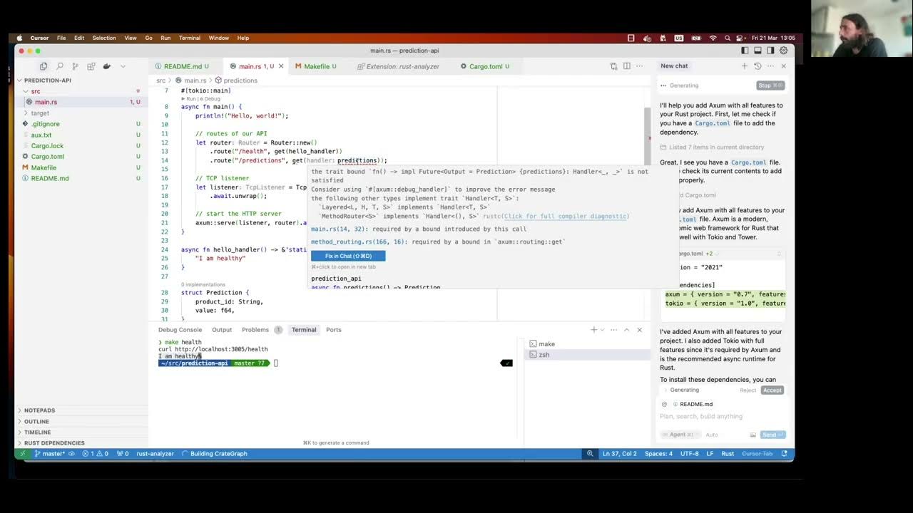 Let's build a REST API in Rust - Part 5/9 - Add /predictions endpoint - YouTube