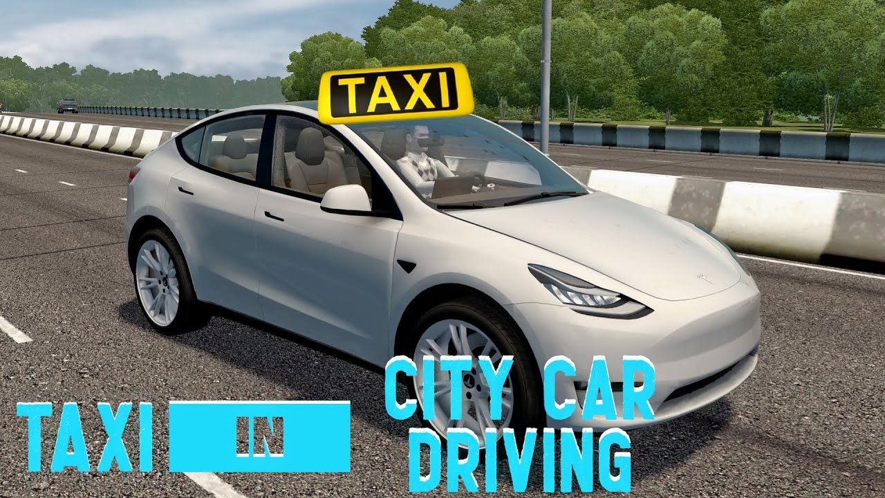 Being A Taxi Driver in TESLA MODEL Y | Fast Driving | City Car Driving ...