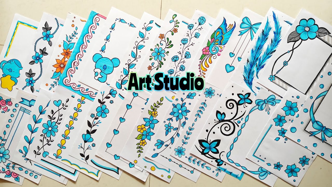 50 BLUE💙 BORDER DESIGNS/PROJECT WORK DESIGNS/CORNER AND SIDE BORDER ...