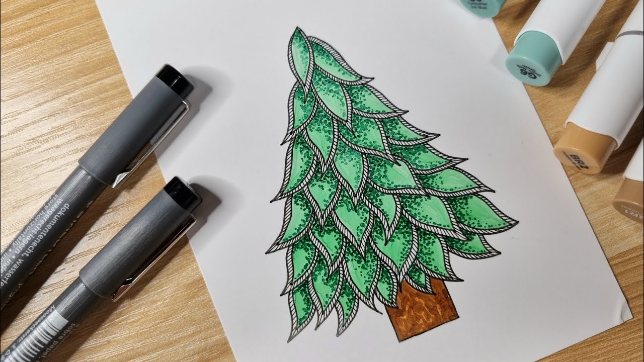 Zendoodle inspired Christmas tree 🎄 - YouTube