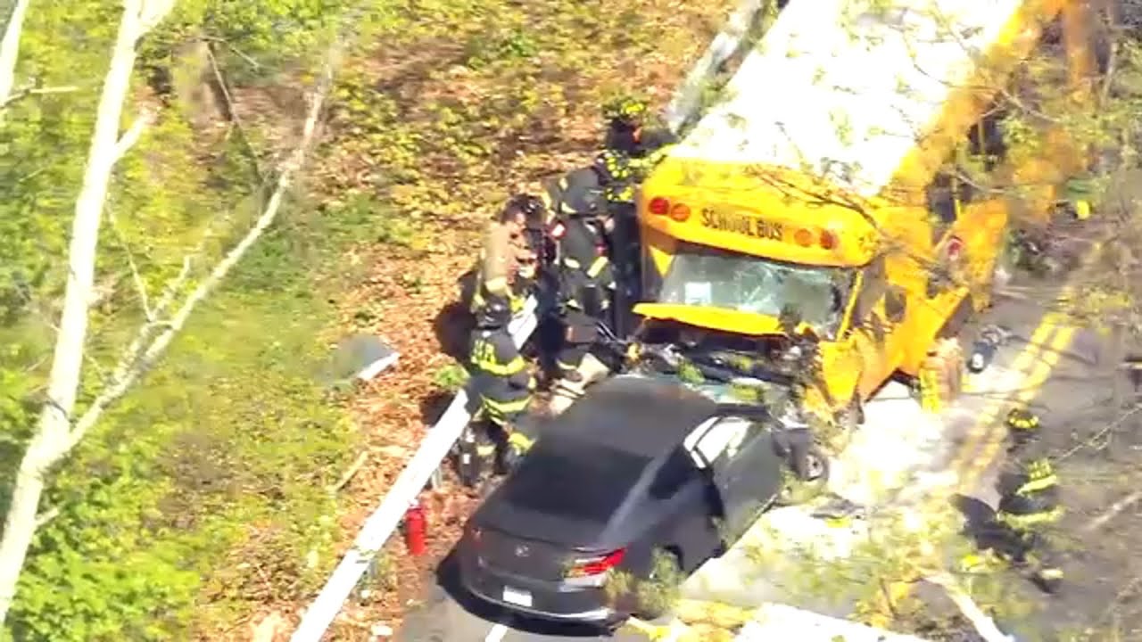 At least 7 injured in crash between school bus, car in Mount Kisco ...