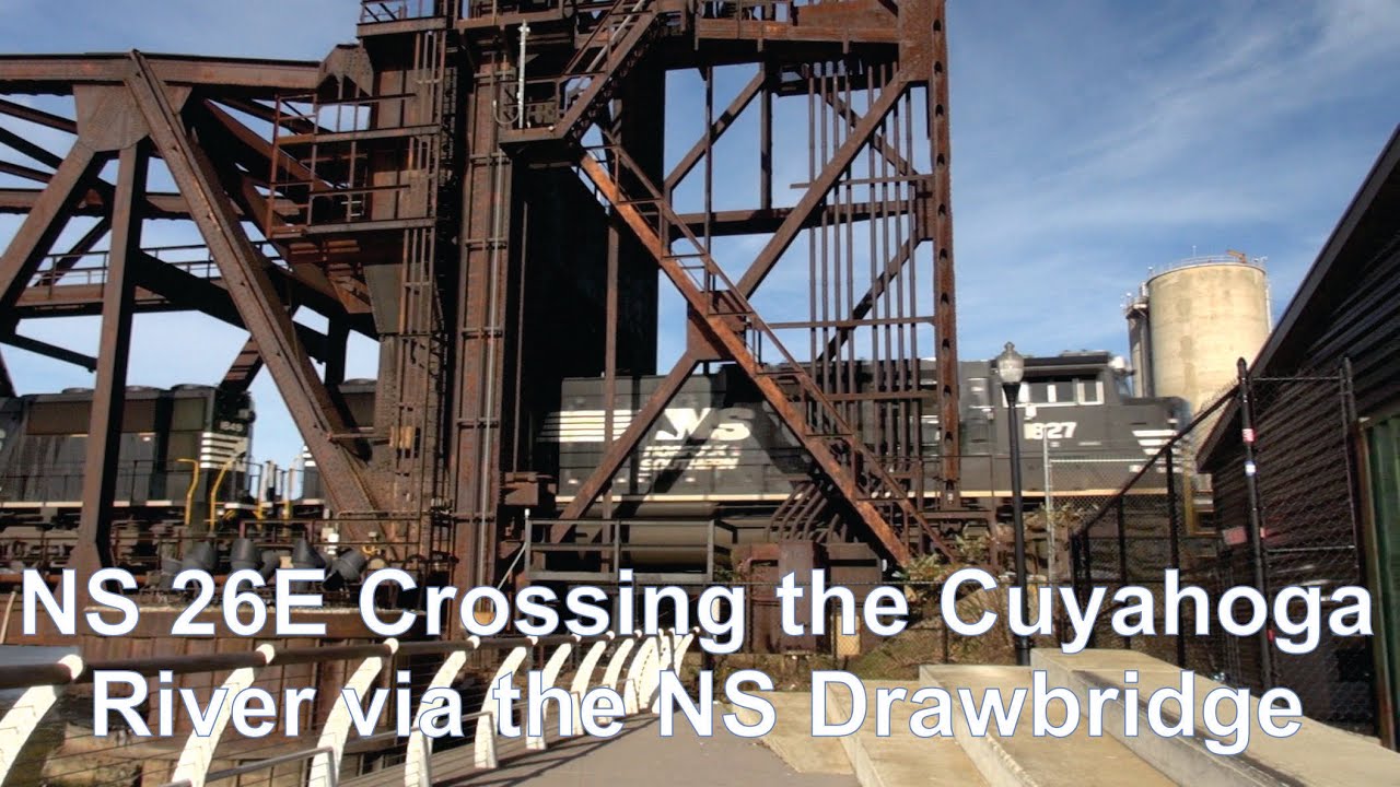 Norfolk Southern NS 26E crossing over the Cuyahoga River Drawbridge, downtown (flats), Cleveland ...
