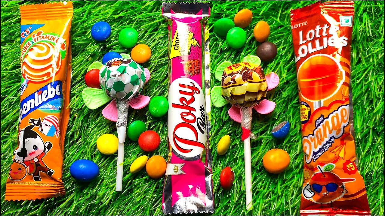 Satisfying video Asmr lollipops candy and chocolate giant gummy candy ...