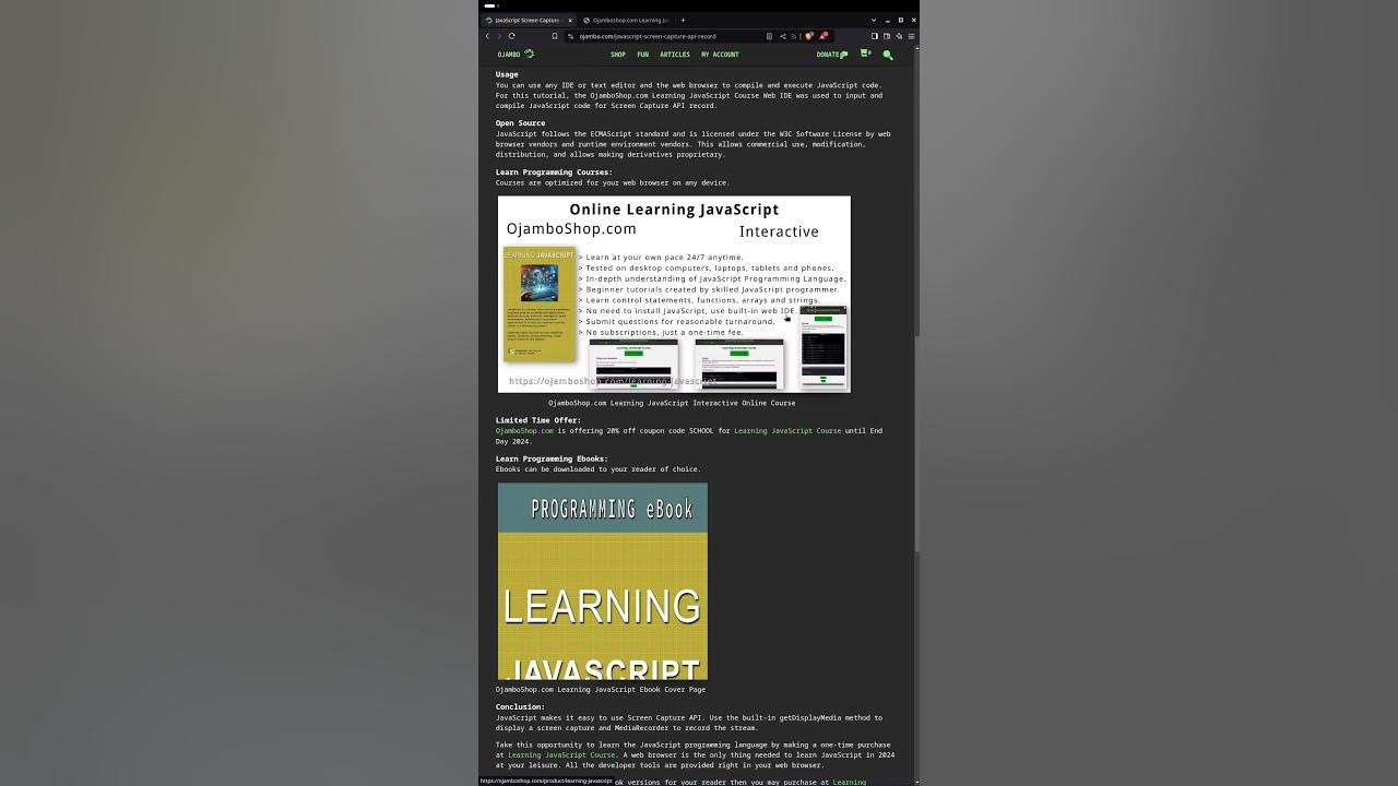 Screen Capture API Record In JavaScript - YouTube