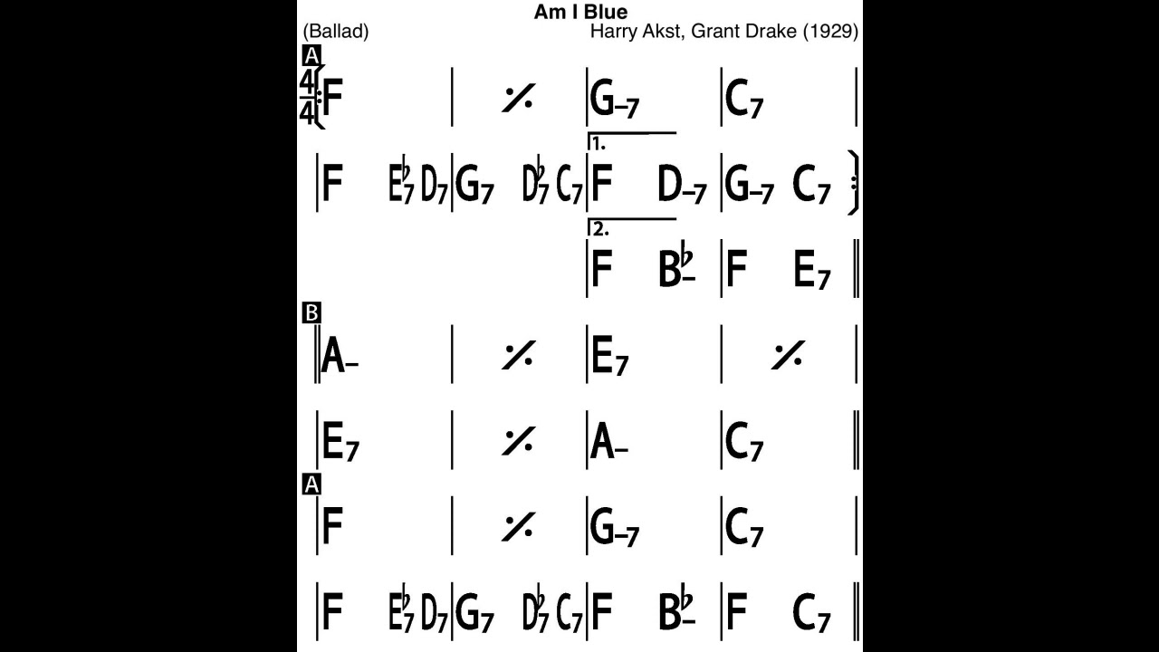 Am I blue F backing track - YouTube