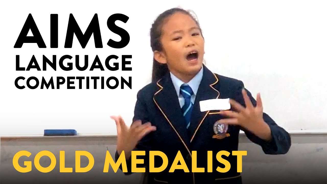 1st Prize Gold Medal for KS2 - AIMS Language competition - YouTube