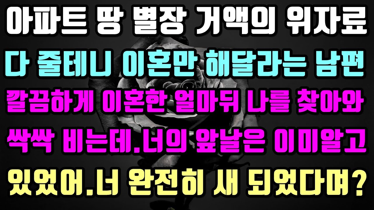 실화사연 아파트 땅 별장 거액의 위자료 다 줄테니 이혼만 해달라는 남편깔끔하게 이혼한 얼마뒤 나를 찾아와 싹싹 비는데너의 앞날은 이미알고있었어너 완전히 새 되었다며