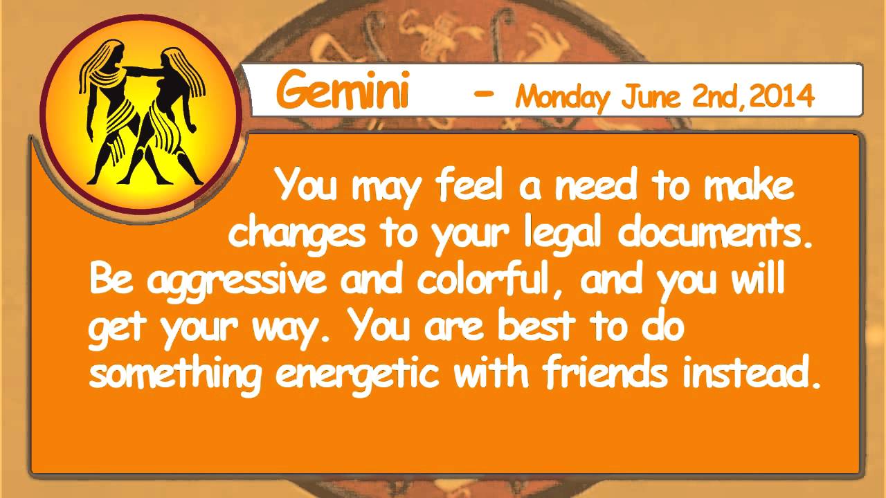 Gemini - 2nd June 2014 Daily Horoscope - YouTube