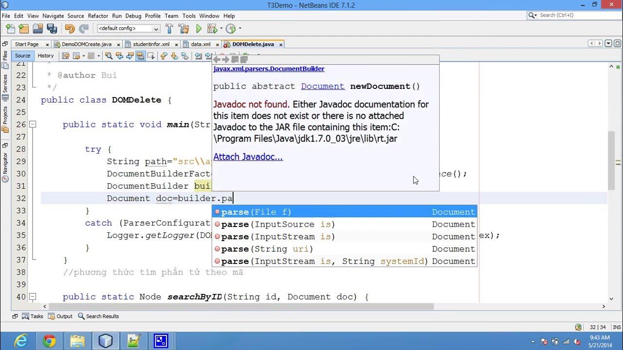 Delete data from XML file using DOM example java code - Coder VN - YouTube