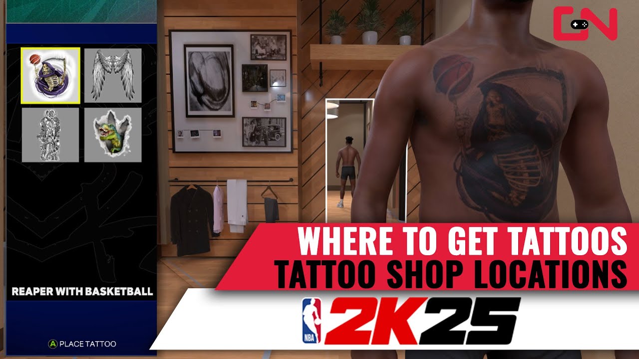 NBA 2K25 TATTOOS Showcase - Where to Find TATTOO Shops - YouTube