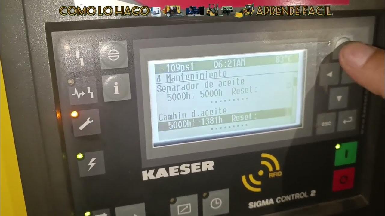 ¿COMO REINICIAR ALARMA DE MANTENIMIENTO PREVENTIVO COMPRESOR KAESER? SIGMA CONTROL 2. ACCESO ...
