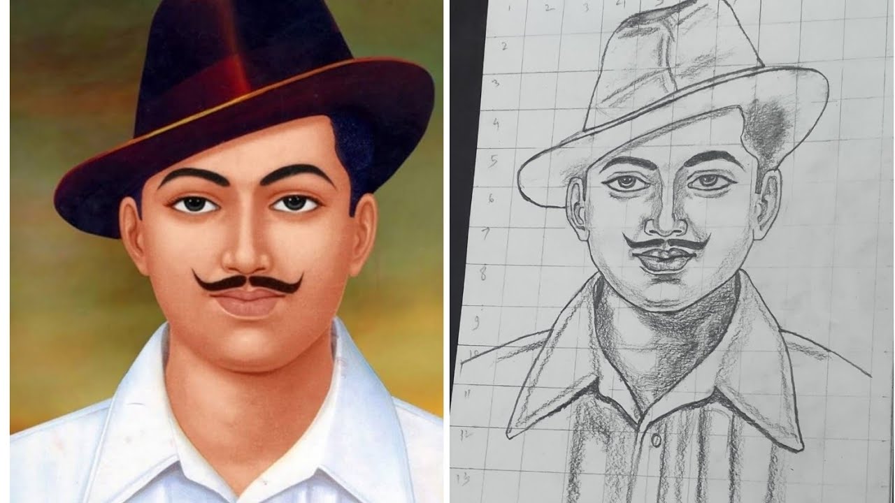 Bhagat Singh Drawing,how to draw Bhagat Singh with pencil sketch, easy ...