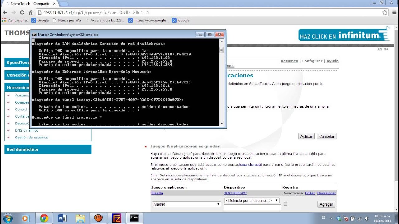 filezilla configuracion(router infinitum) - YouTube