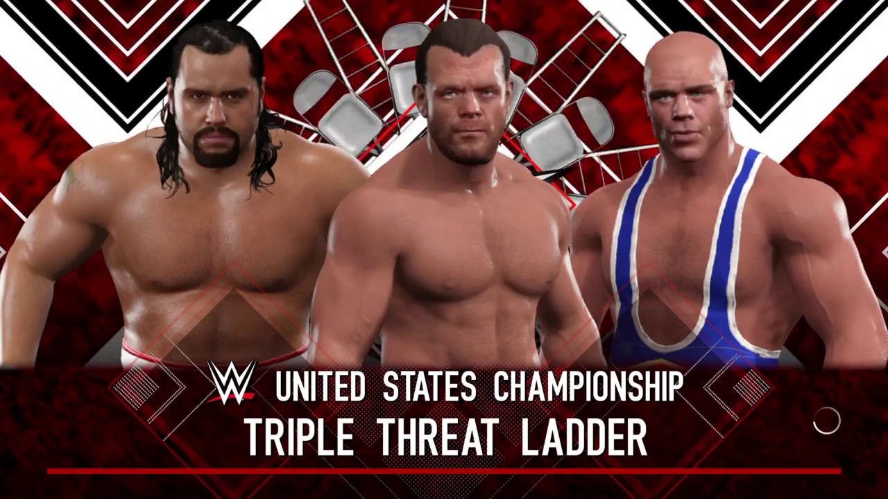 WWE 2K17 Chris Benoit VS Kurt Angle VS Rusev In A Triple Threat Ladder ...