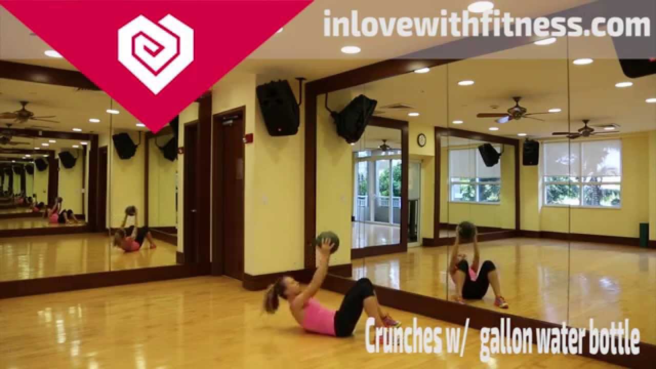 Crunches with Medicine Ball (or Gallon Water Bottle) - YouTube