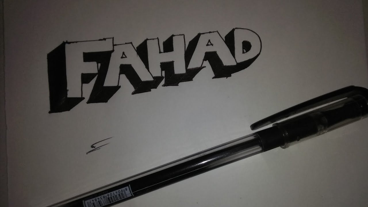 Draw name Fahad in stylish way drawing fahad in 3d draw name fahad 2020 ...