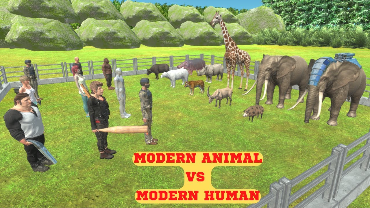 Modern Human Vs Modern Mammals Battle - the strong team is..? Animal ...