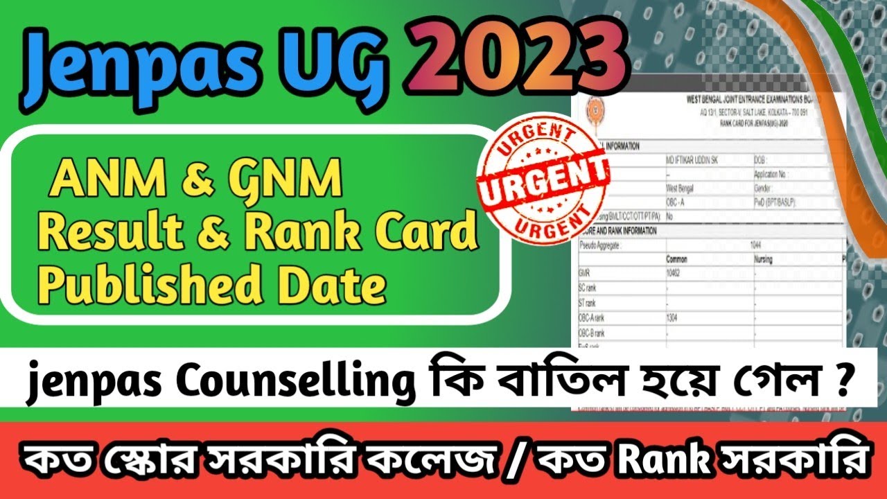 Jenpas UG 2023 Counselling New Schedule & ANM GNM Result Date Published ...