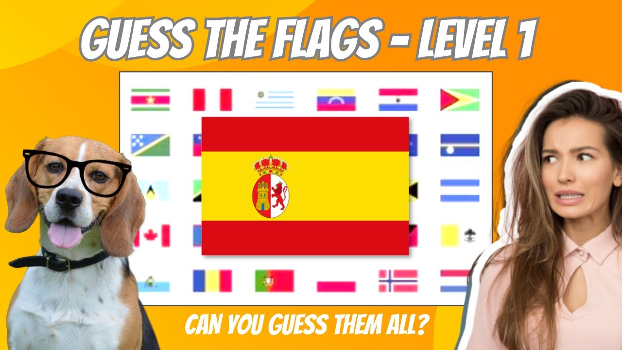 FLAGS OF THE WORLD Level 1 | Guessing Game by Professor Pup - YouTube