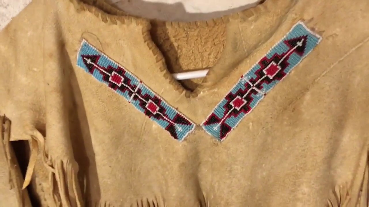 Brain tanned buck skin dress and shirt - YouTube