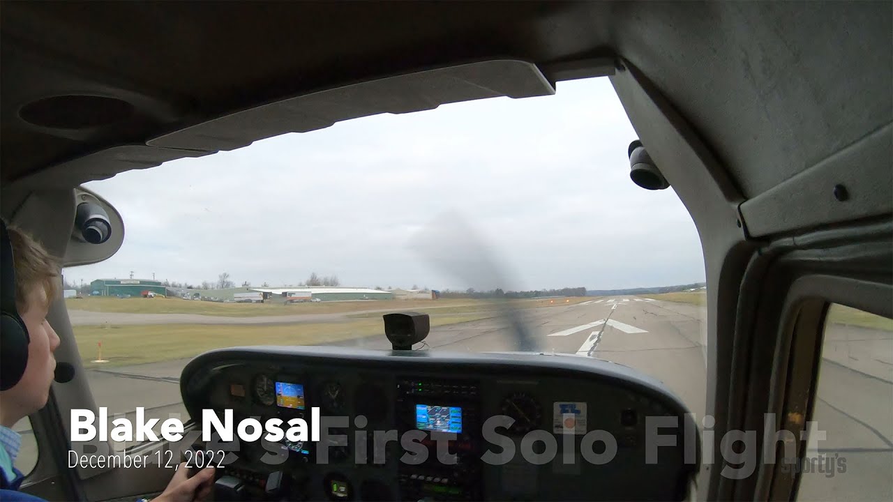 Blake Nosal's first airplane solo at Sporty's Academy - YouTube