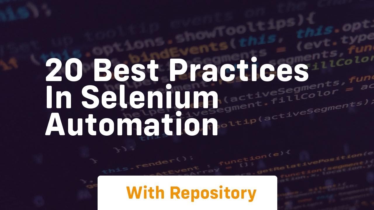 20 best practices in selenium automation - YouTube