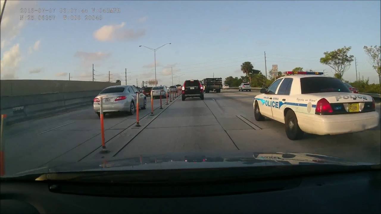 Miami-Dade Schools police officer driving distracted - FL 233699 - YouTube
