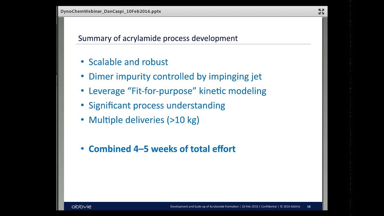 Dynochem: Dan Caspi, AbbVie: Development and Scale-up of Acrylamide ...