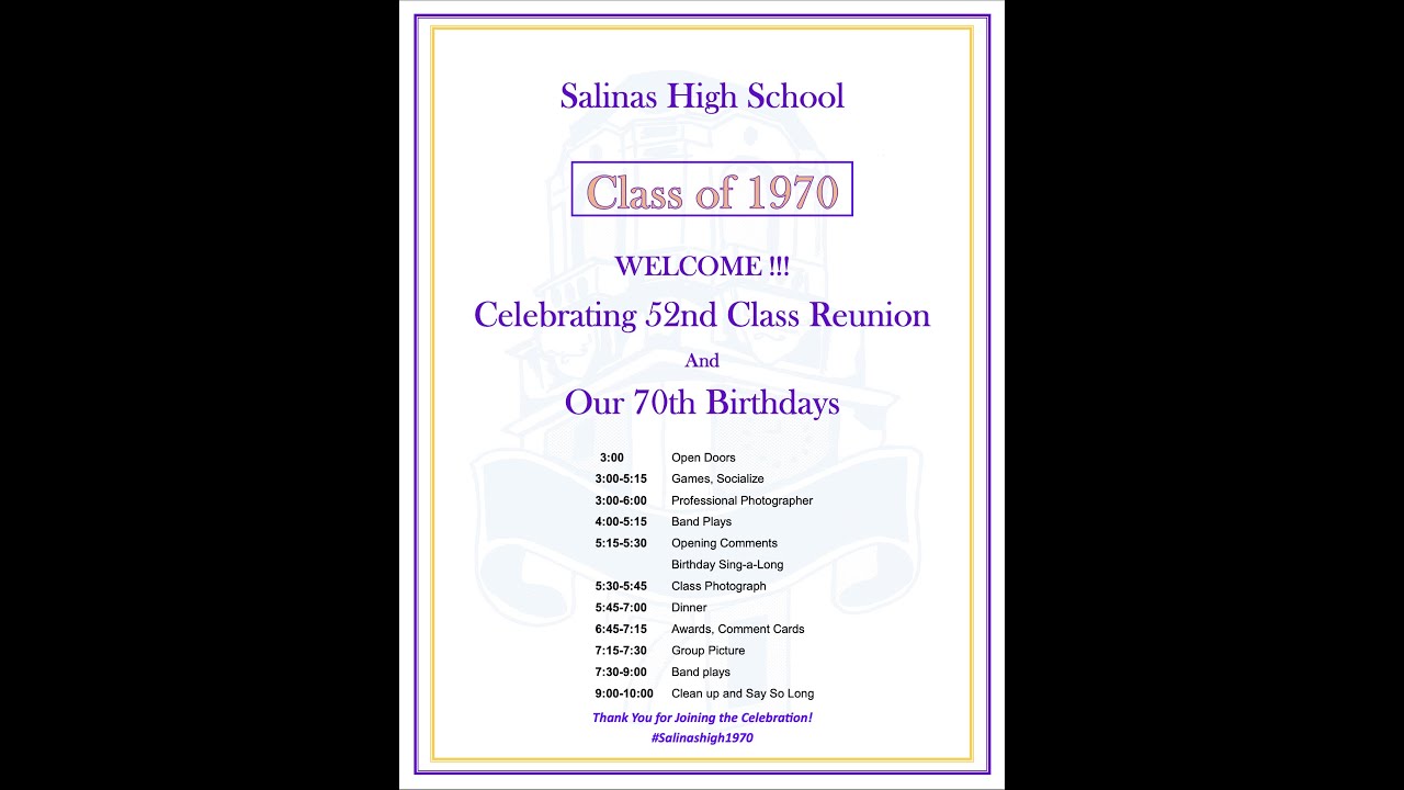 Salinas High School Class of '70 2022 Reunion Memory Book - YouTube