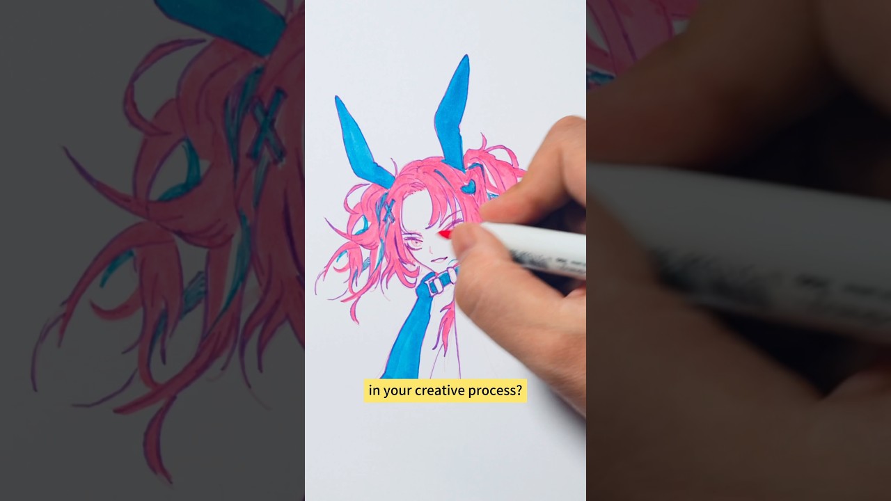 Are you a perfectionist? Drawing process of anime bunny girl. Feat uni ...