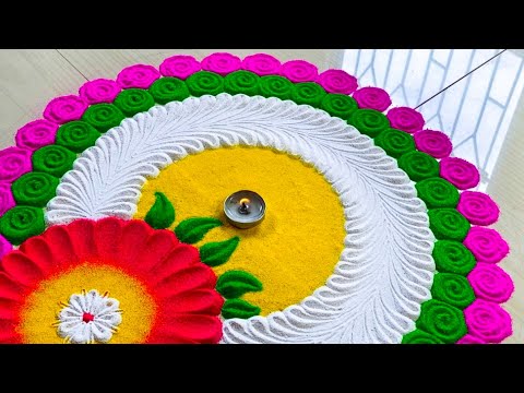New beautiful rangoli design | round rangoli design | simple rangoli ...