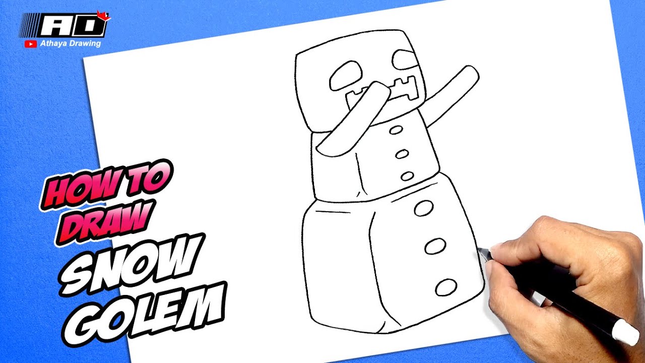 How to draw Snow Golem Minecraft - YouTube