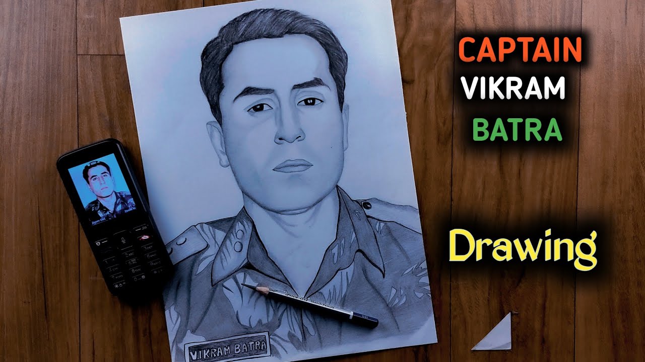 #Captain Vikram Batra Drawing|#Vikram Batra Realistic Sketch - YouTube