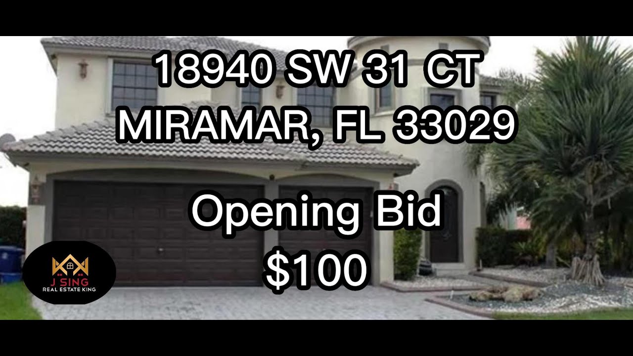 18940 SW 31 CT. MIRAMAR, Florida is going to auction - YouTube