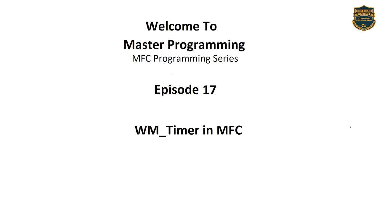 WM_Timer in MFC | Master Programming Tips&Traps - YouTube