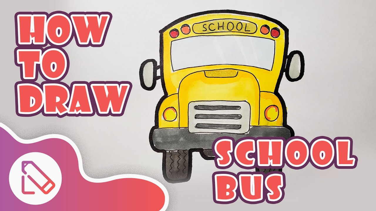 How to draw school bus | school theme drawings | draw with kids - YouTube