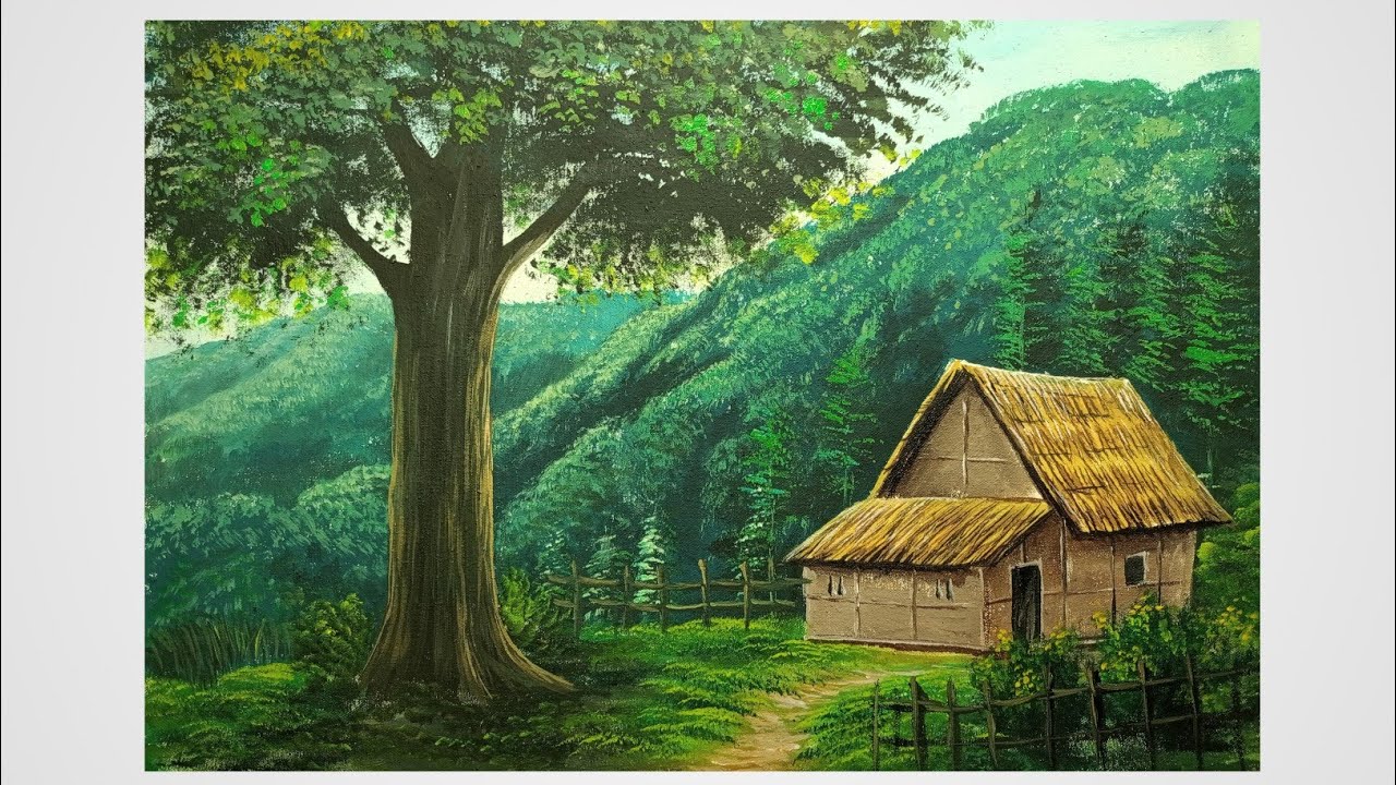 How to draw Hills landscape Scenery Painting - YouTube