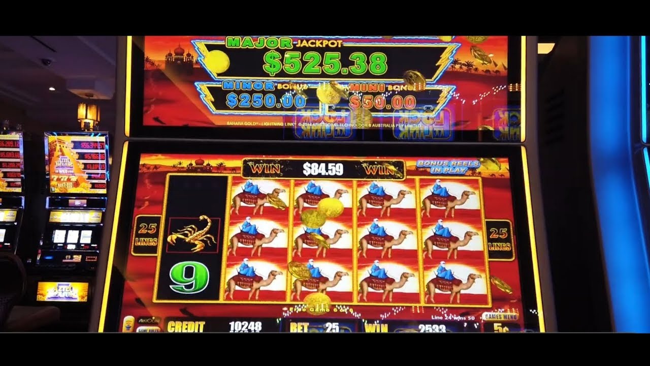 Lightning Link Bonus on Sahara Gold Slot - YouTube