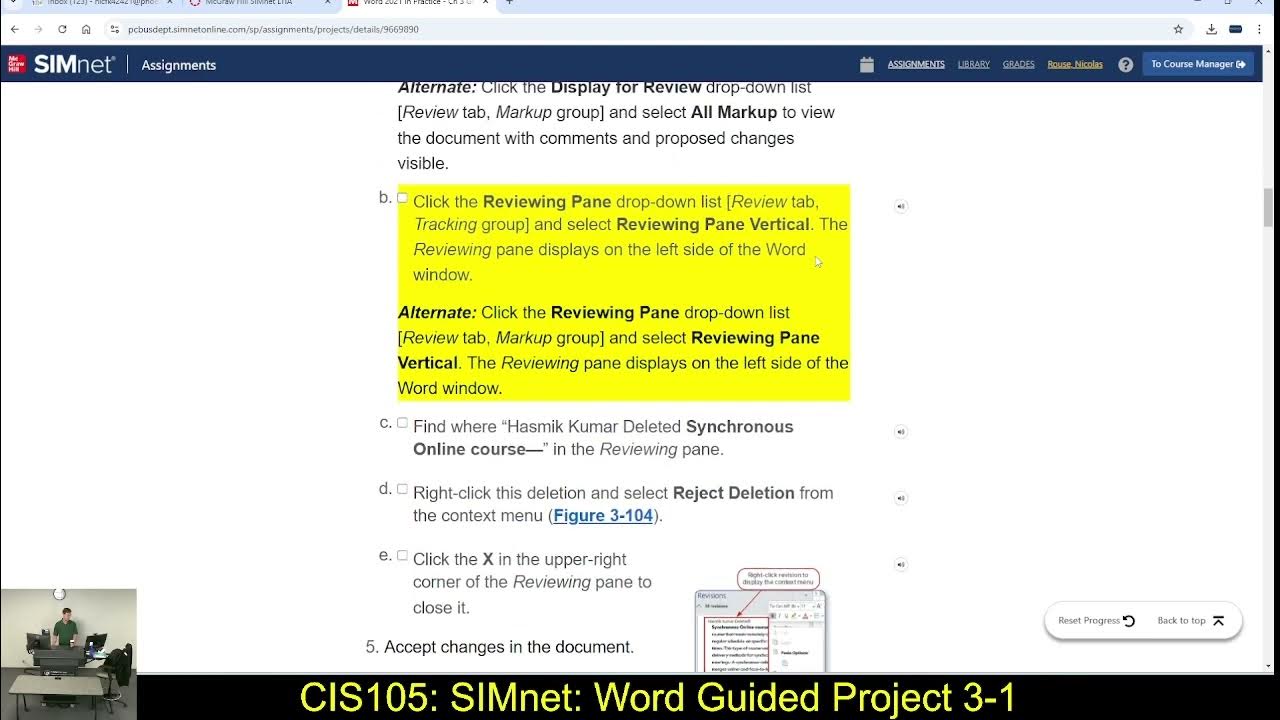 CIS105: 2/6/24: SIMnet Word Guided Project 3-1 - YouTube