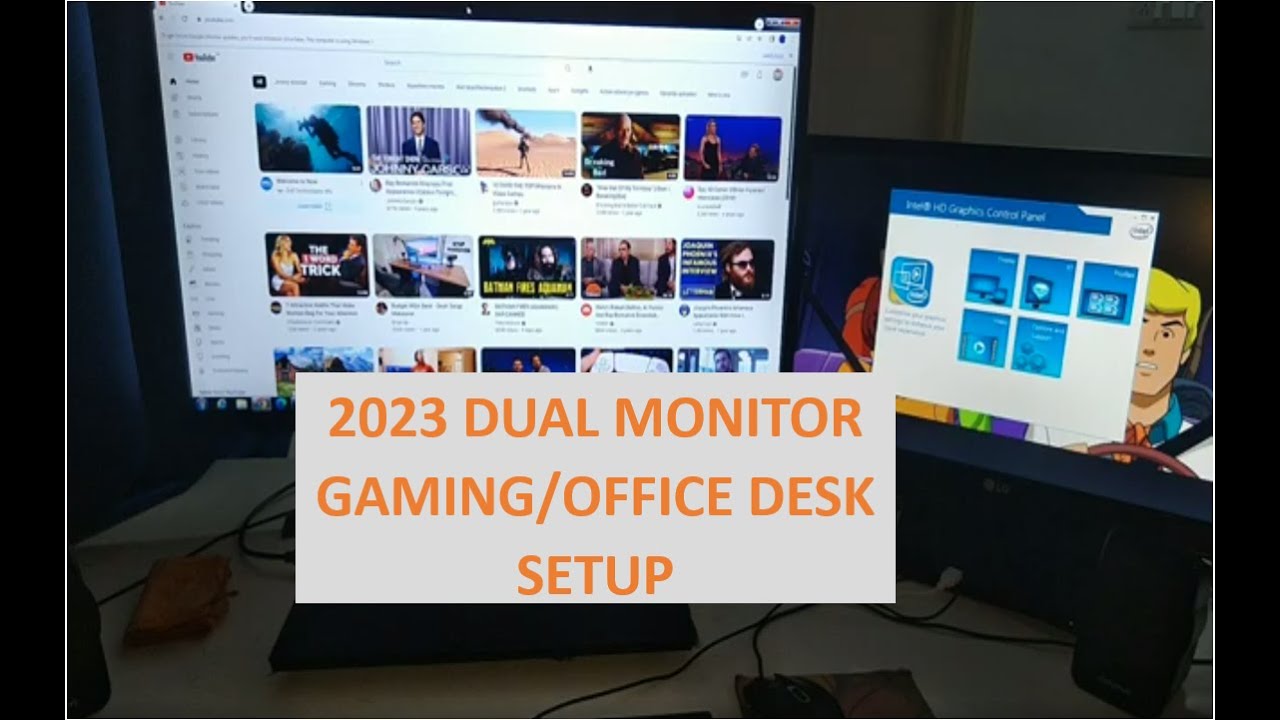 GAMING DESK SETUP FLOOR TILE AS TABLE TOP DUAL MONITOR MINIMALISTIC ...