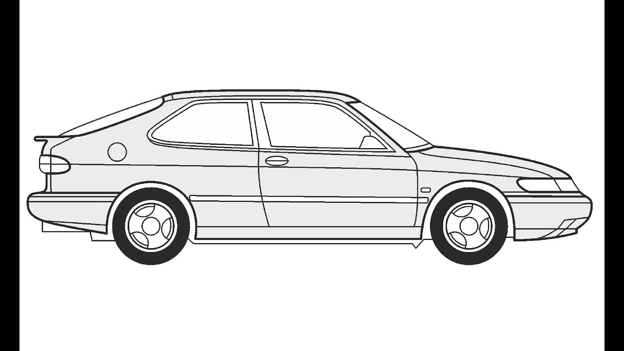 How to Draw a Saab 900 Coupe / Как нарисовать Saab 900 Coupe - YouTube