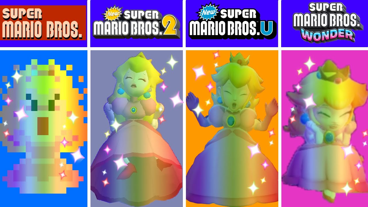 Evolution of Princess Peach Super Stars Dying and Game Over Screens in ...