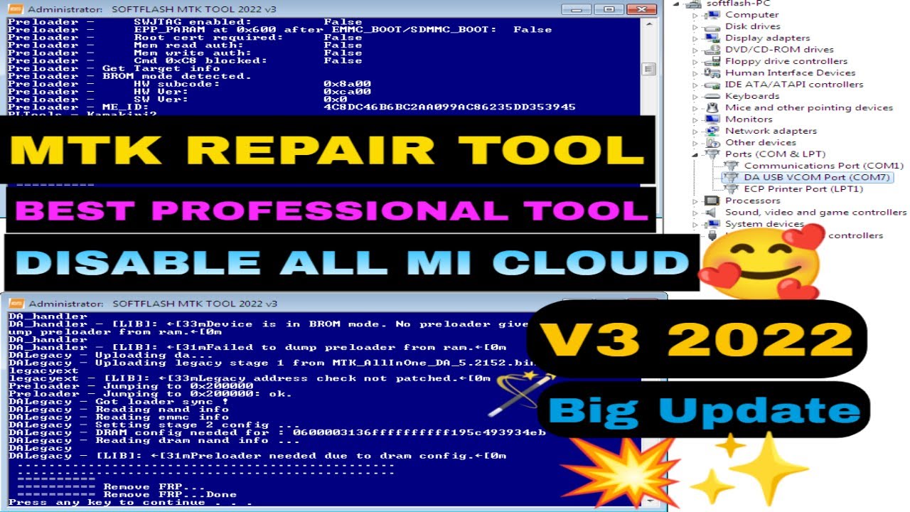 SOFTFLASH MTK TOOL 2022 v3 | MTK REPAIR TOOL | xiaomi mi cloud | All ...
