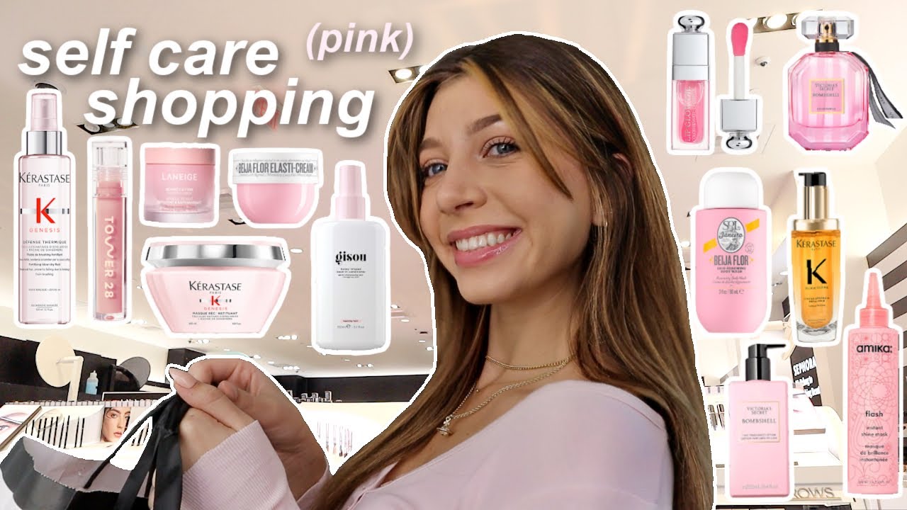 let's go self care shopping for ONLY pink products - YouTube