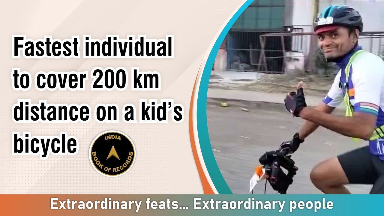 Fastest individual to cover 200 km distance on a kid’s bicycle - YouTube