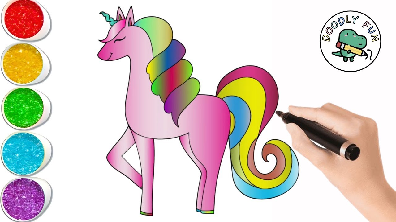 Cute UNICORN Drawing, Coloring for Kids and Toddlers 🦄 How to Draw ...