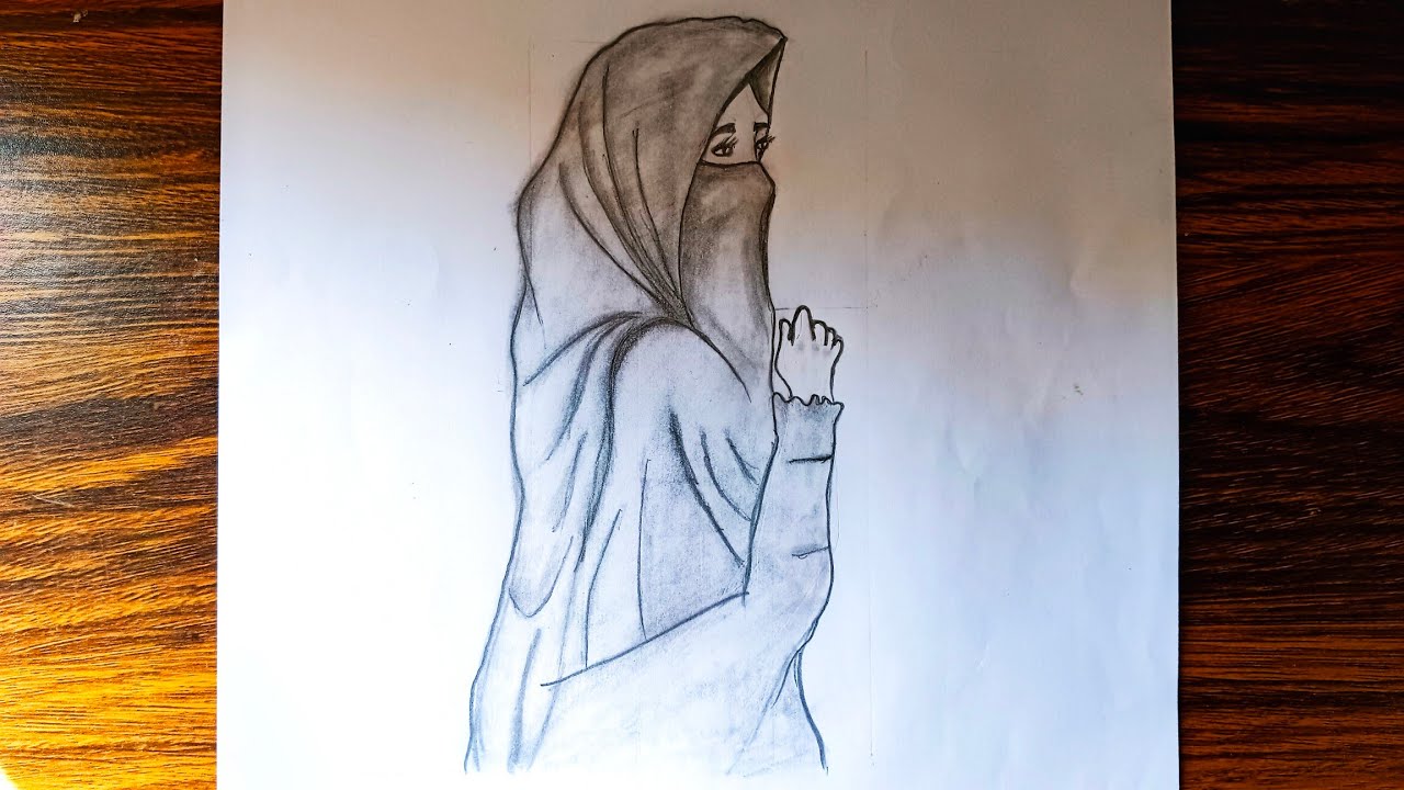 How to draw a hijab girl ll Beautiful hijab girl drawing ll girl ...